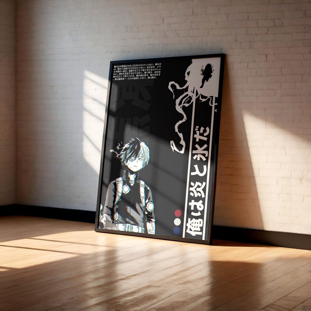 Shoto Todoroki Poster, My Hero Academia Wall Art, MHA Anime Print ...