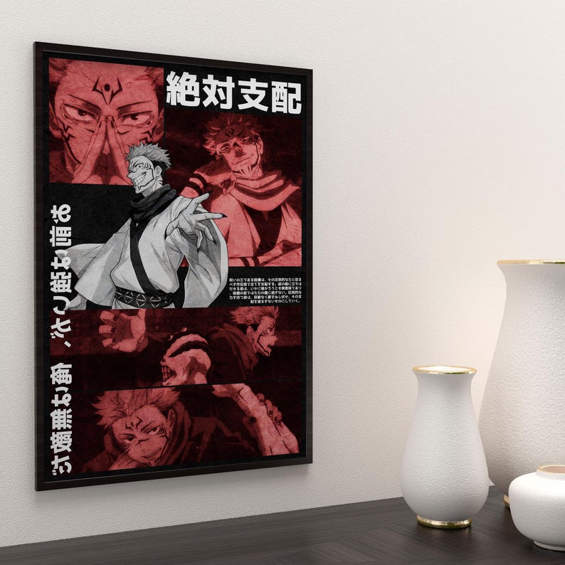 Anime Poster Sukuna Jujutsu Kaisen Wall Art, Dark Aesthetic Print ...