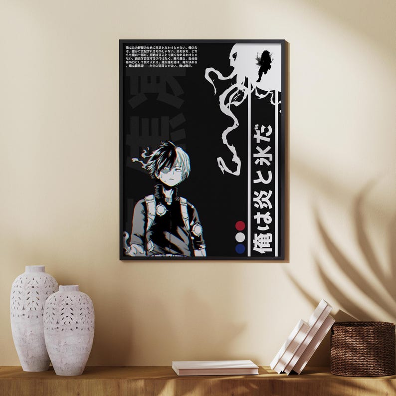 Shoto Todoroki Poster, My Hero Academia Wall Art, MHA Anime Print ...