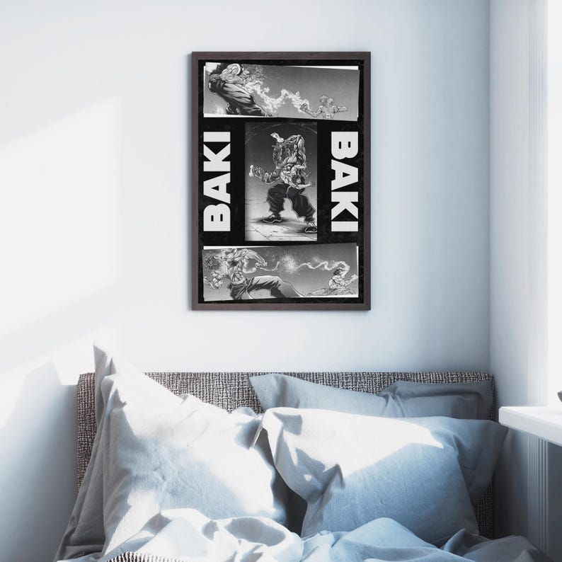 Baki Poster for Martial Arts Anime Fans, Intense Action Wall Art ...