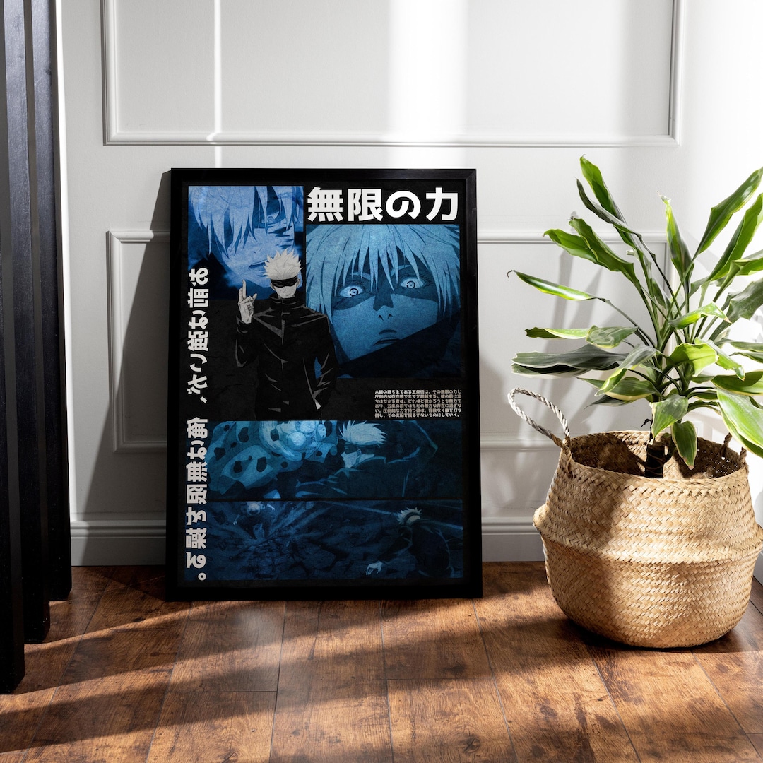 Anime Poster Jujutsu Kaisen, Gojo Satoru Print, Japan Anime Print, Blue ...