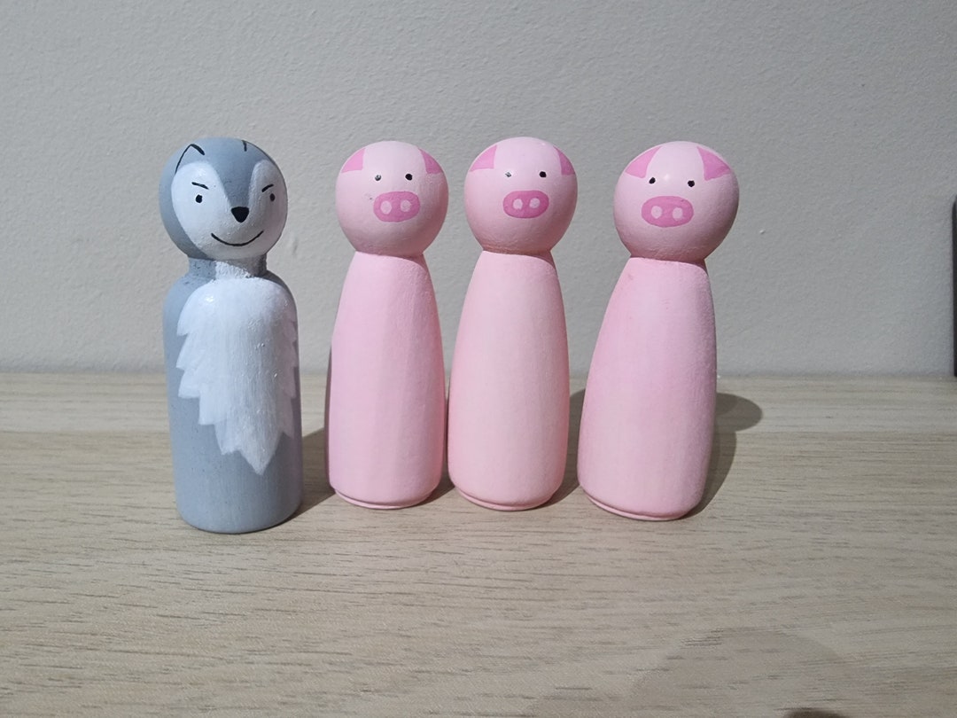 The 3 Little Pigs Peg Dolls - Etsy
