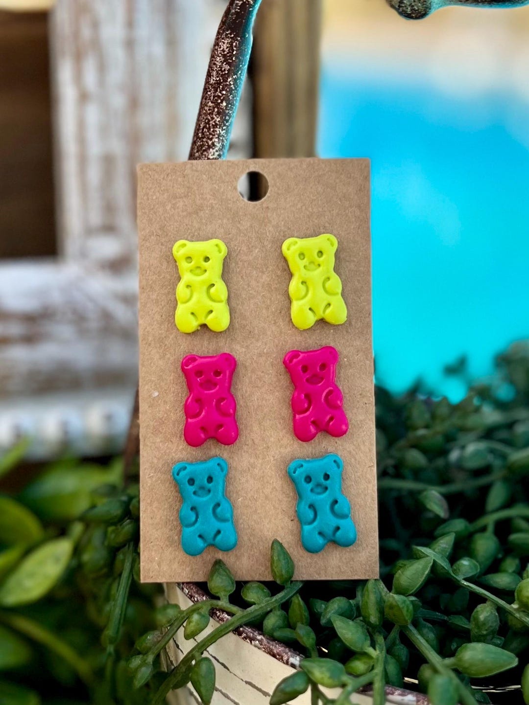 Handmade Gummy Bear Stud Earrings Polymer Clay Candy Jewelry Etsy