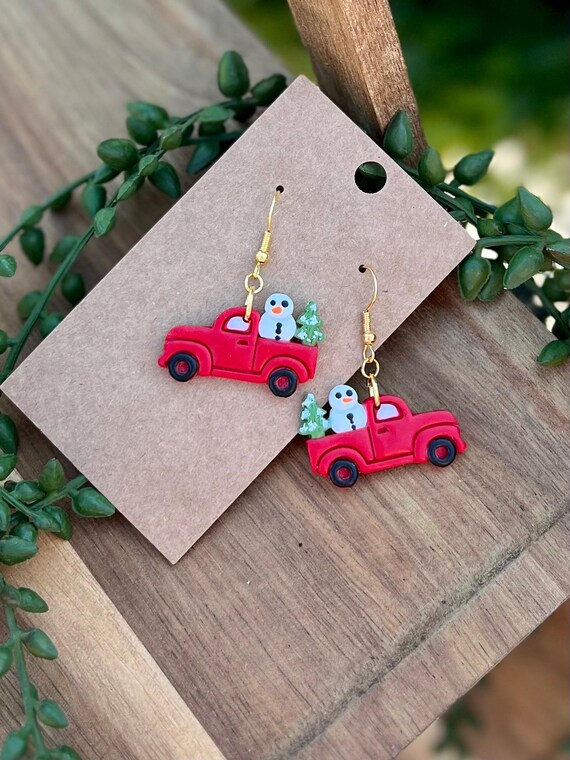 Little red truck earrings store