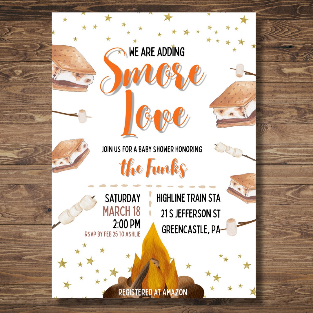 S'mores Invite, Smore Love Baby Shower Invite, Baby Shower, Baby ...