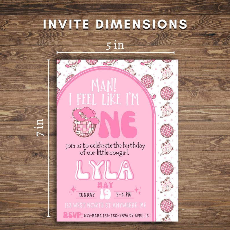 Man I Feel Like I'm One Birthday Digital Download Invite, Cowgirl ...