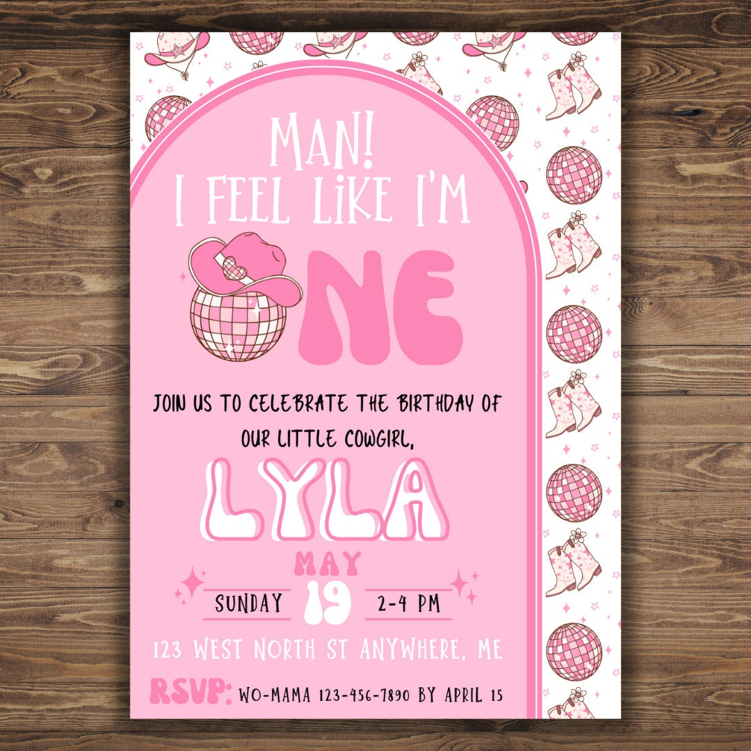 Man I Feel Like I'm One Birthday Digital Download Invite, Cowgirl ...