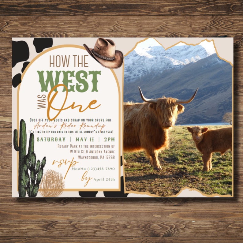 How the West Was ONE Birthday Party Invite Printable/digital Invitation ...