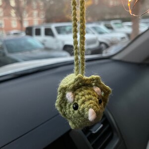 Mini Crochet Triceratops Car Mirror Hanging Accessory - Etsy