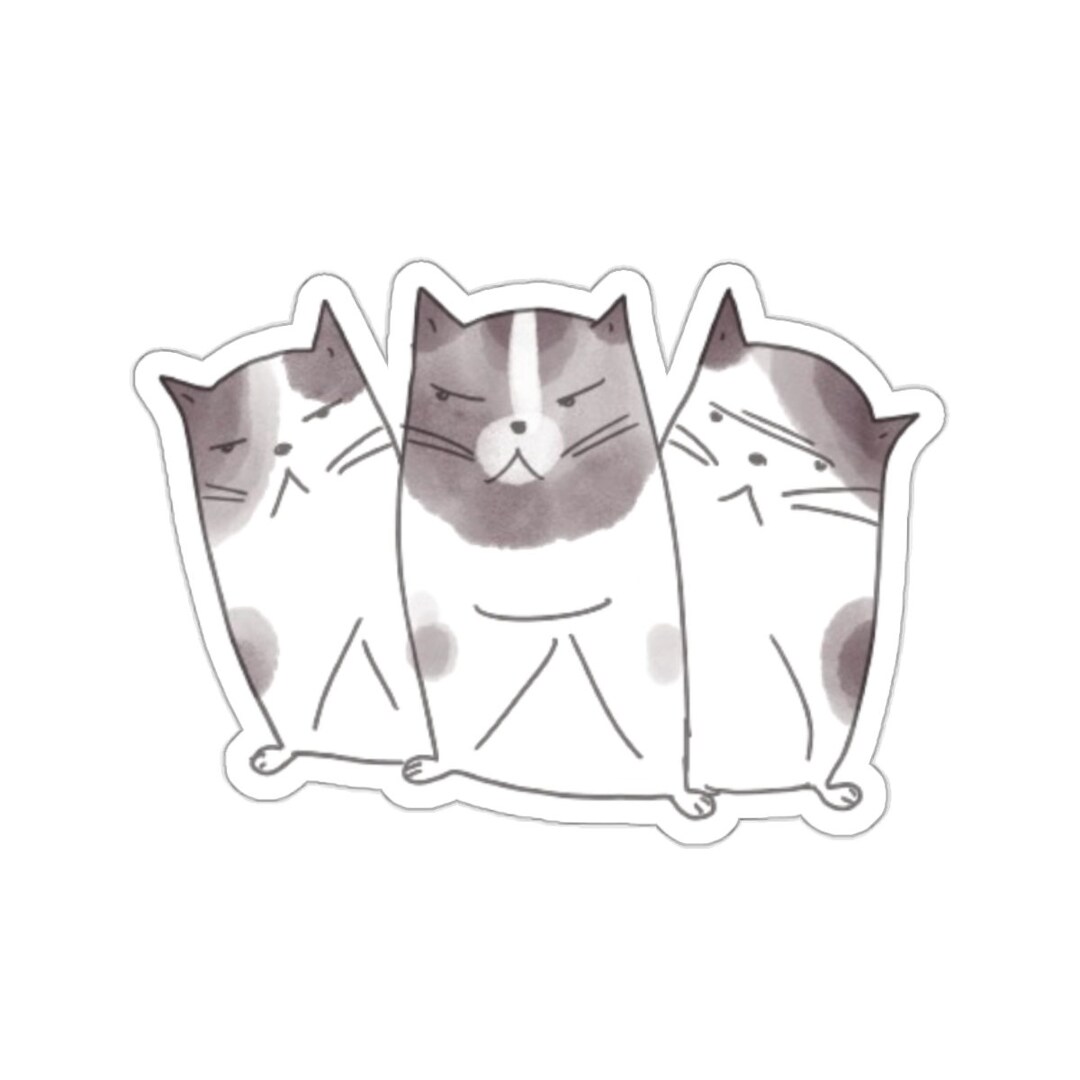 Group of Grumpy/moody Cats Vinyl Sticker / Funny White and Gray/grey ...