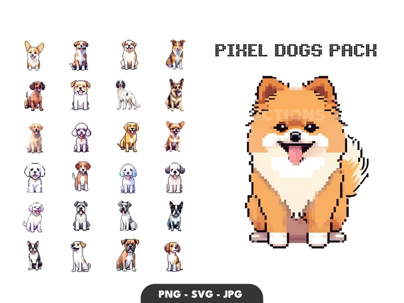 Pixel Art Dog Breed Illustrations Digital Download for T-shirts ...