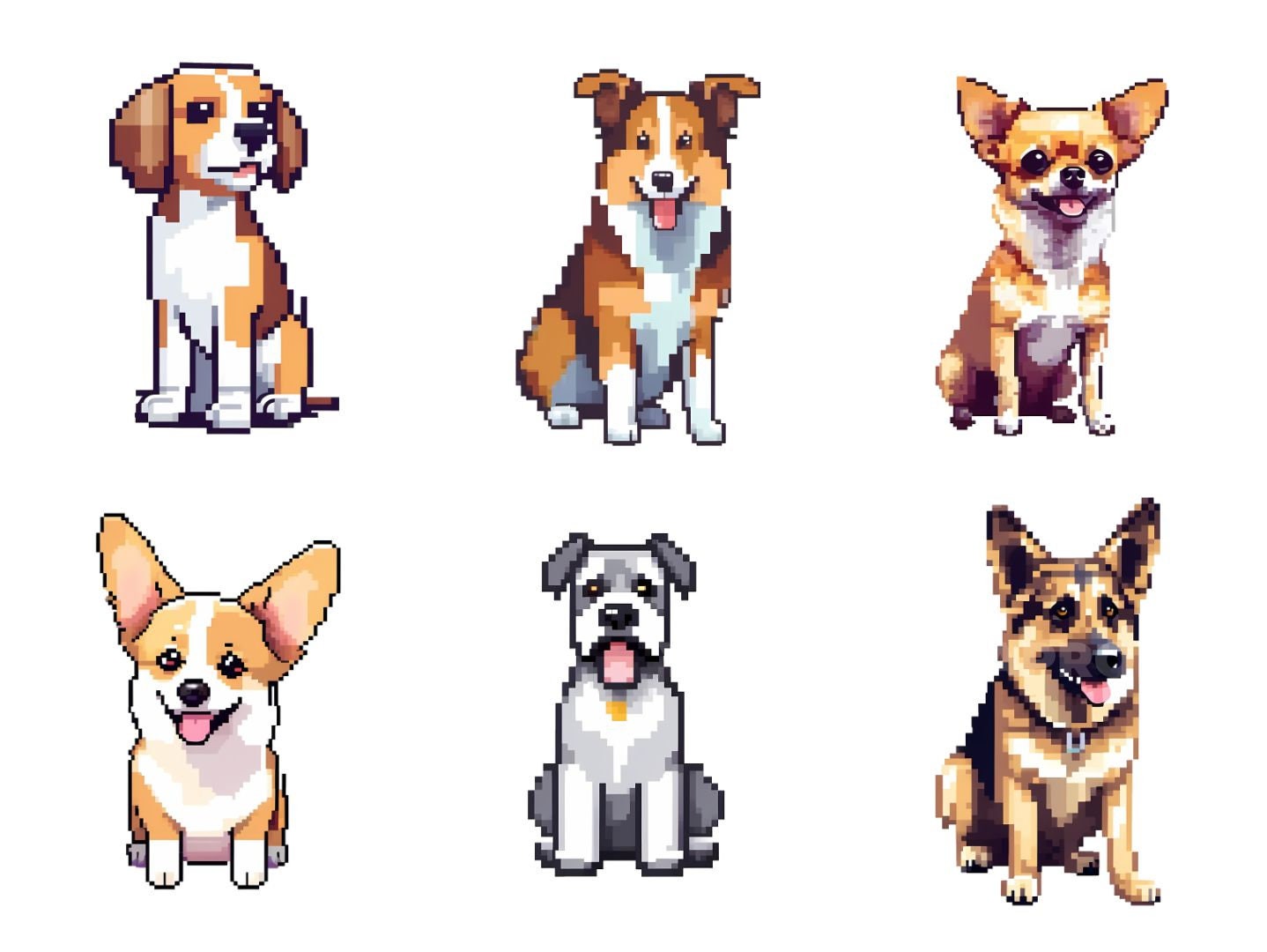 Pixel Art Dog Breed Illustrations Digital Download for T-shirts ...