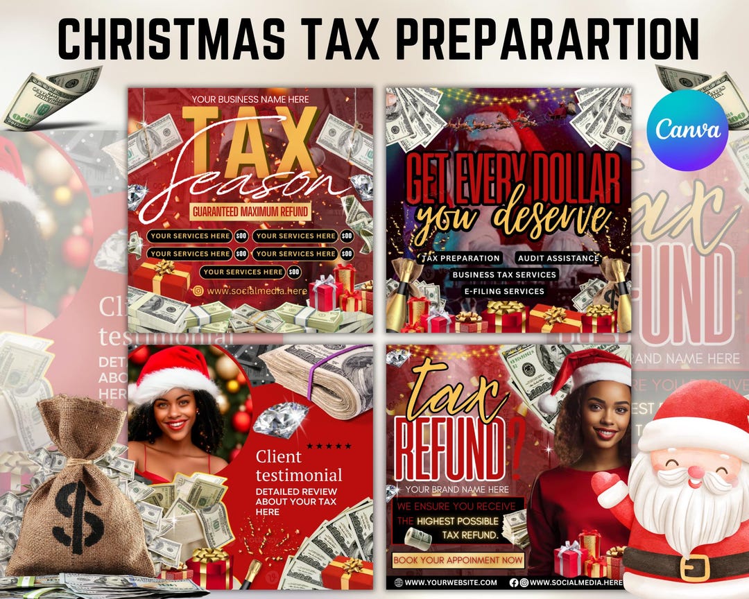 Christmas Tax Prep Bundle, Christmas Tax Prep Flyer, Tax Prep Instagram ...