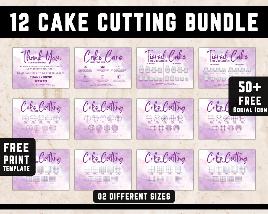 12 Editable Cake Care & Cutting Guide Canva Template,printable Cake ...