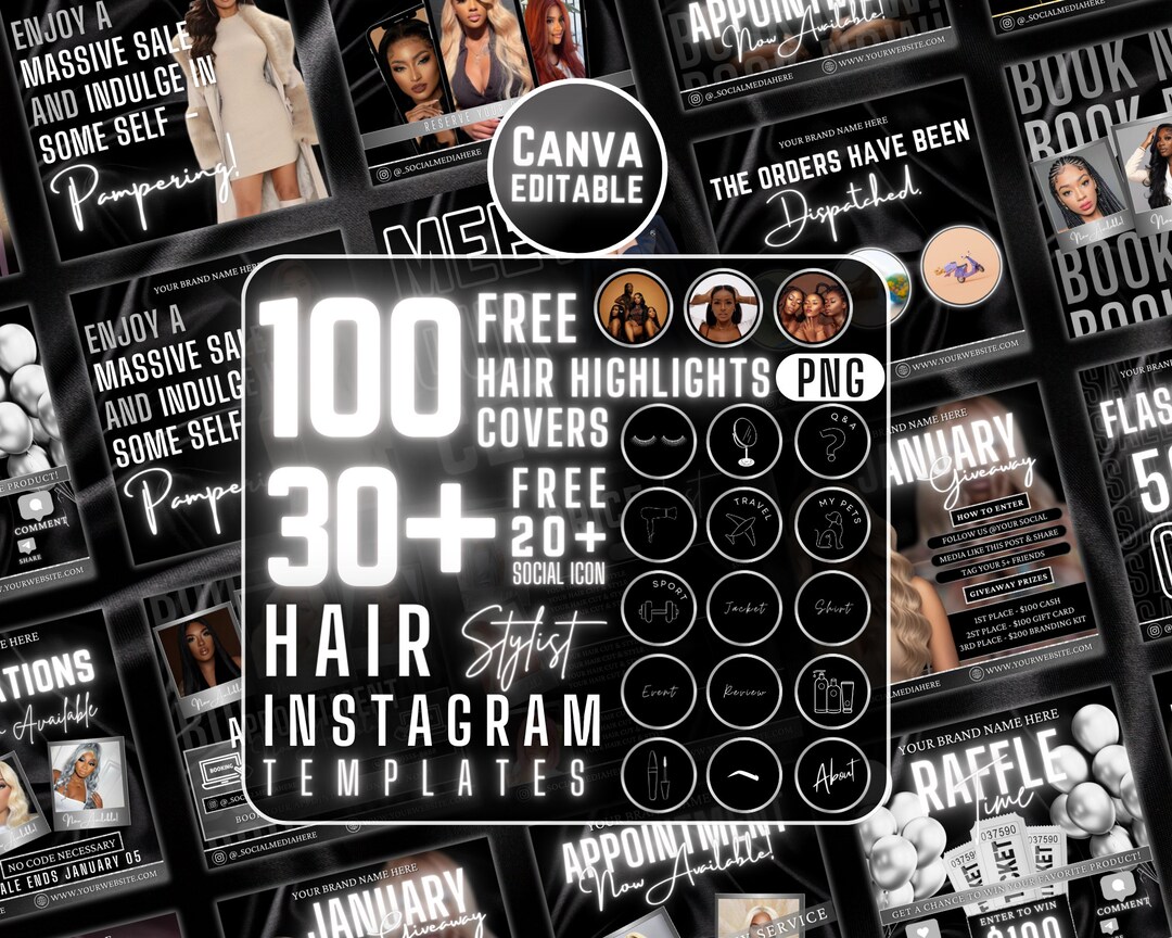 Free 100 Instagram Highlight Covers, 30+hair Instagram Post ...