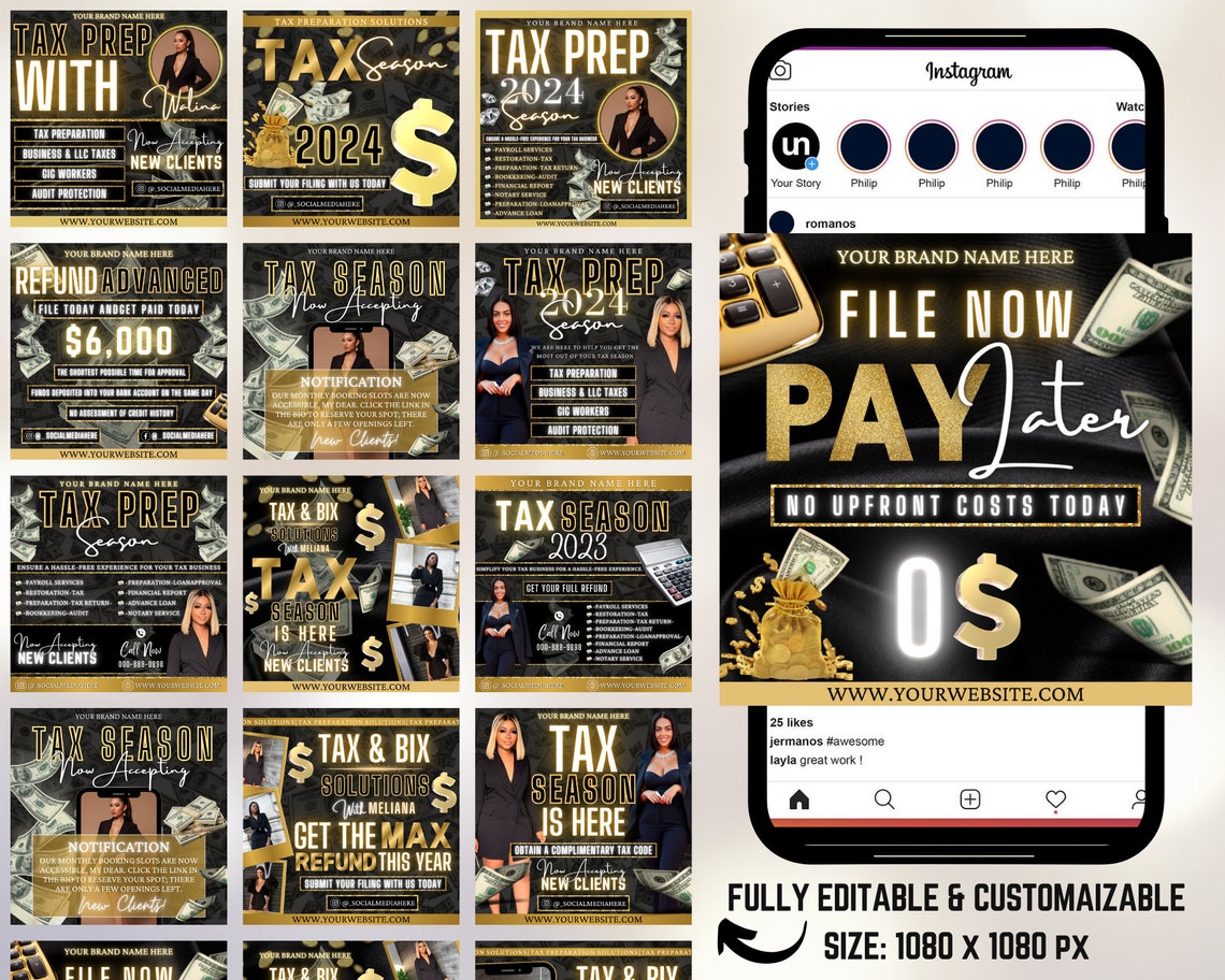 15 Tax Prep Bundle, Tax Prep Flyer, Tax Prep Instagram, Tax Flyer Template, Preparation Flyers ...