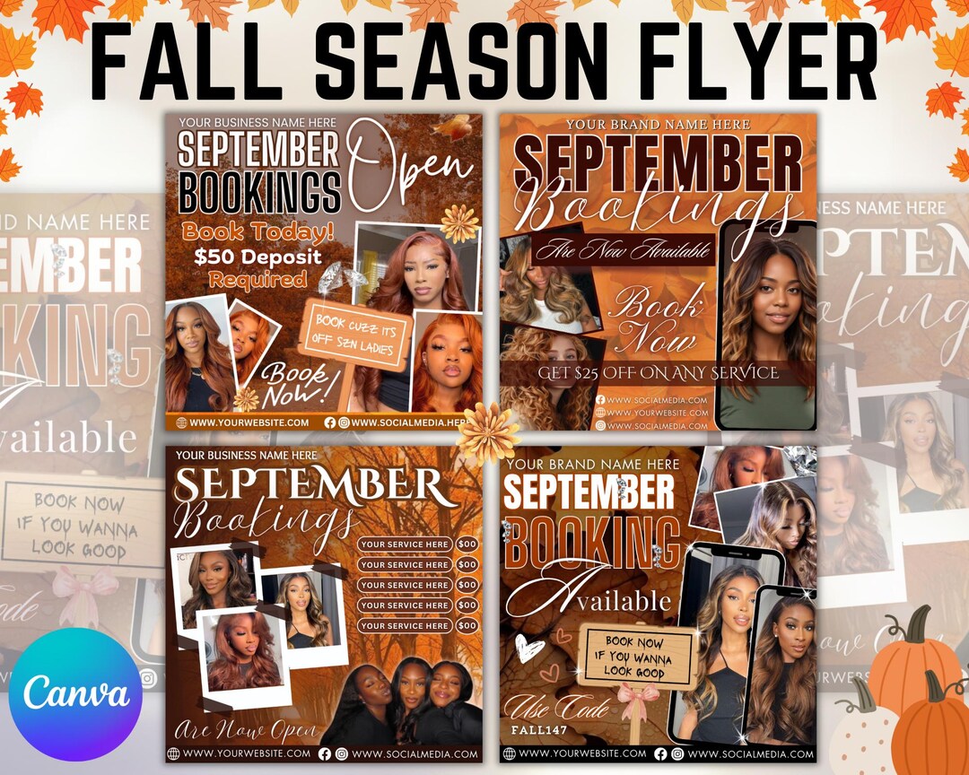 04 September Booking Flyer, Fall Booking Flyer, September Flyer, Canva ...