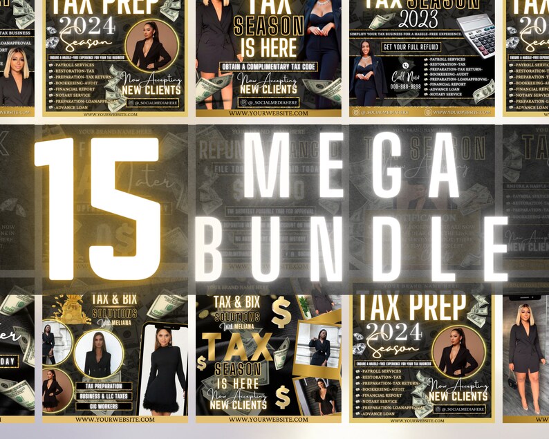 15 Tax Prep Bundle, Tax Prep Flyer, Tax Prep Instagram, Tax Flyer ...