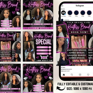 Knottless Braids Special Flye, DIY Hair Salon Flyer, Hairstylist ...