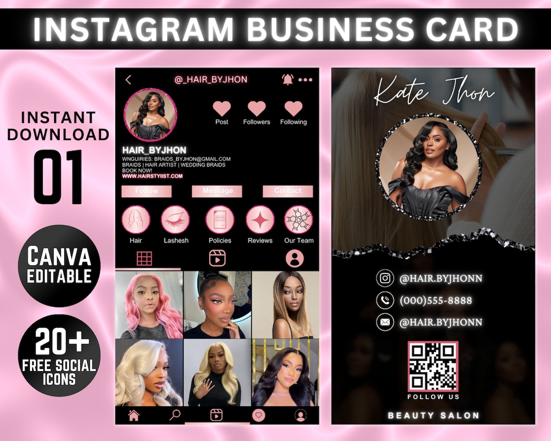 Instagram Business Card, IG Business Card, DIY Canva Business Card ...