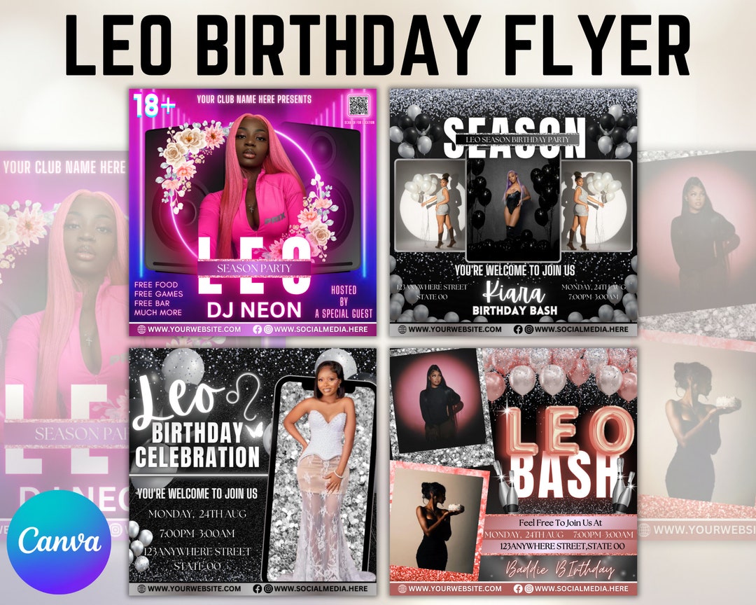 Leo Birthday Flyer, Leo Bash Flyer, Birthday Flyer, Birthday Girl ...