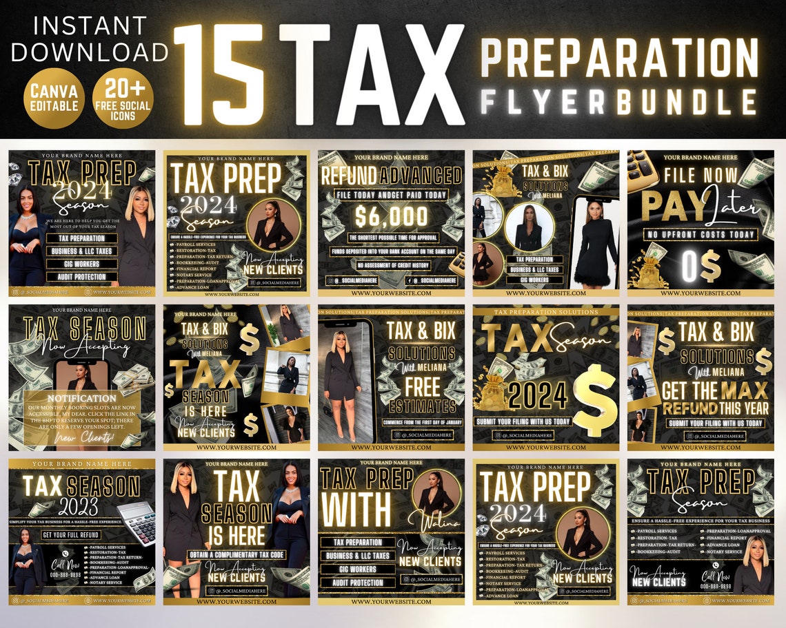 15 Tax Prep Bundle, Tax Prep Flyer, Tax Prep Instagram, Tax Flyer ...