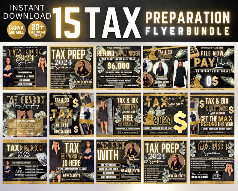 15 Tax Prep Bundle, Tax Prep Flyer, Tax Prep Instagram, Tax Flyer ...