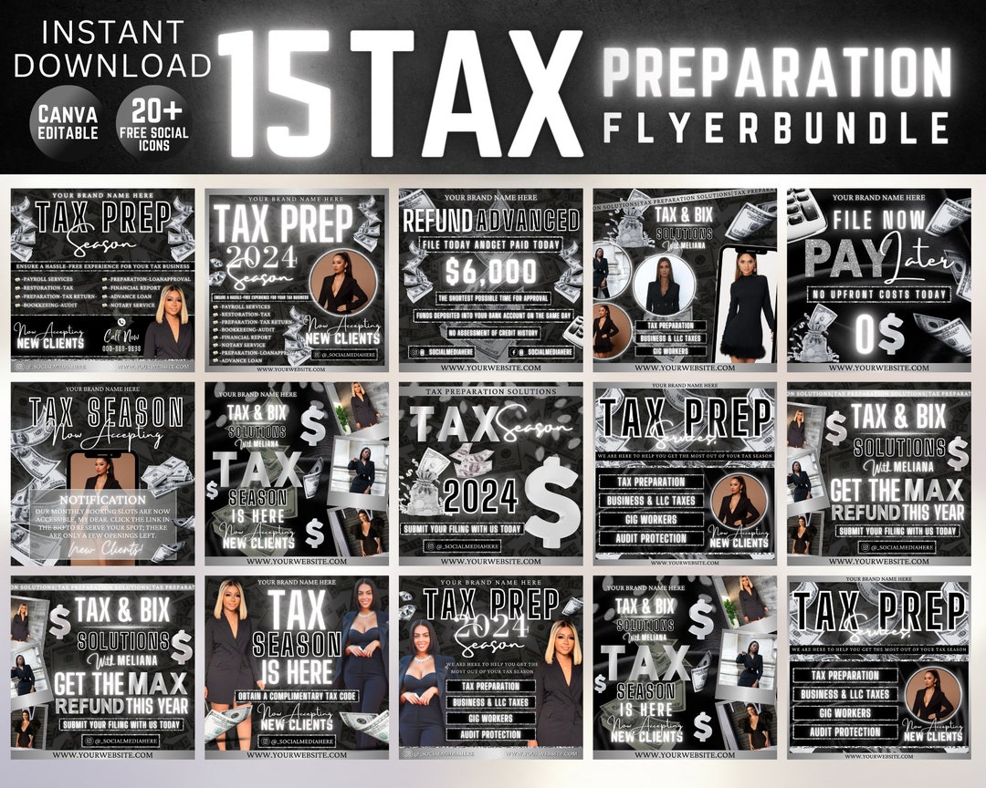15 Tax Prep Bundle, Tax Prep Flyer, Tax Prep Instagram, Tax Flyer ...