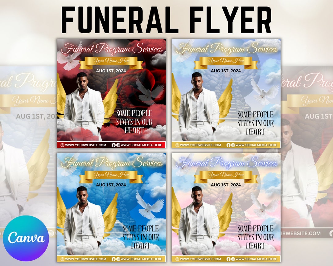 Memorial Funeral Flyer Template Bundle, Memorial Flyer Announcement ...