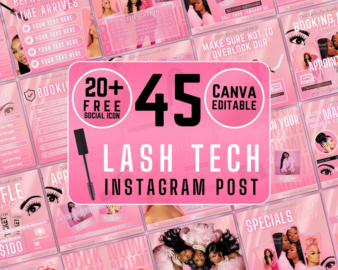 45 Lash Tech Artist Instagram Template | Lash Stylist Post Templates ...