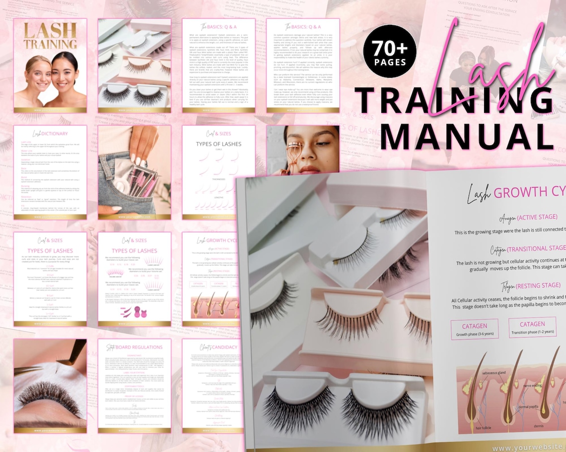 70 Lash Extension Training Template, Lash Extension Training Manual, Lash Training Template ...