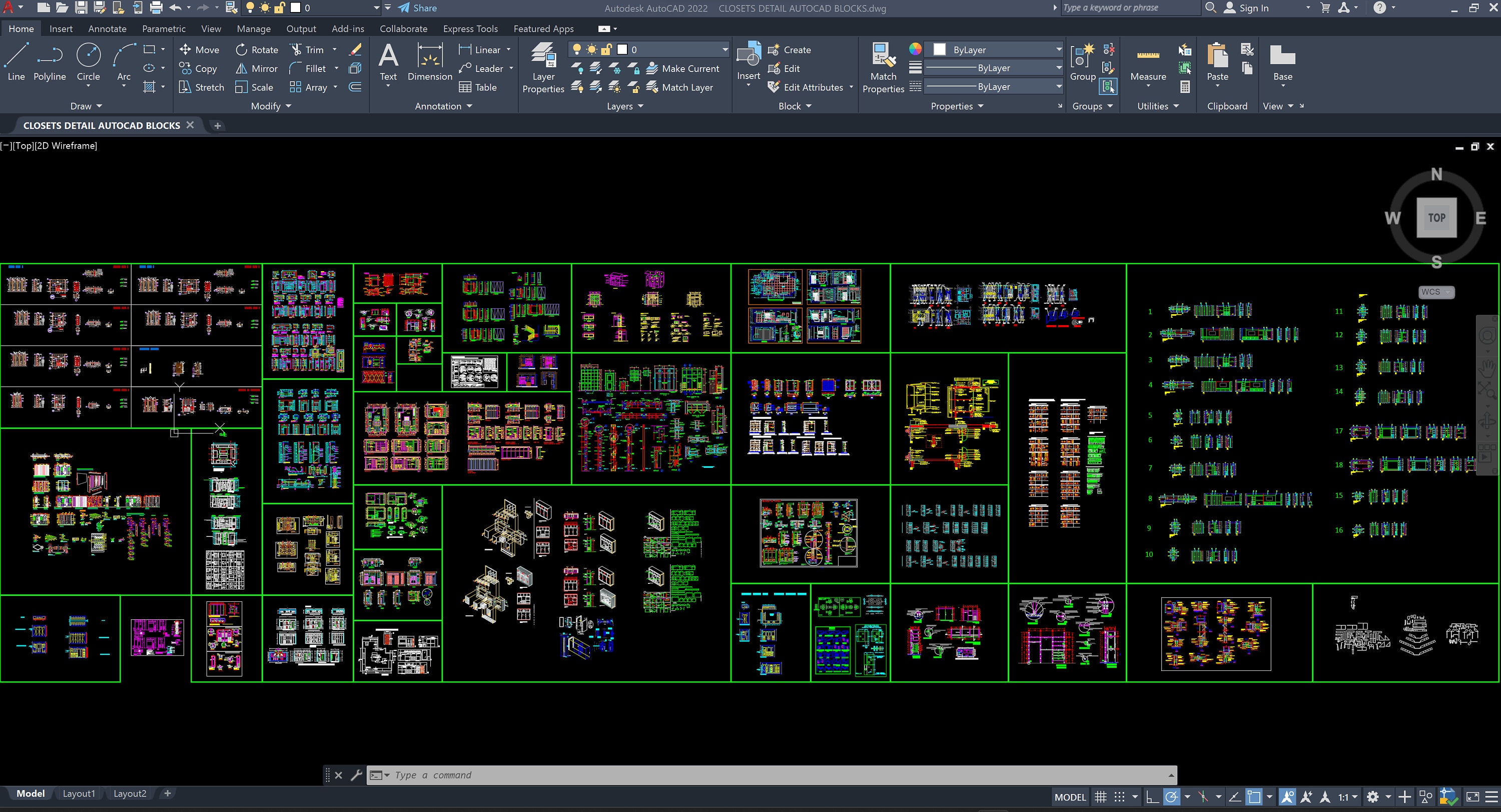 CLOSET DESIGN - AUTOCAD File With Closets Blocks (.dwg)- Floors ...