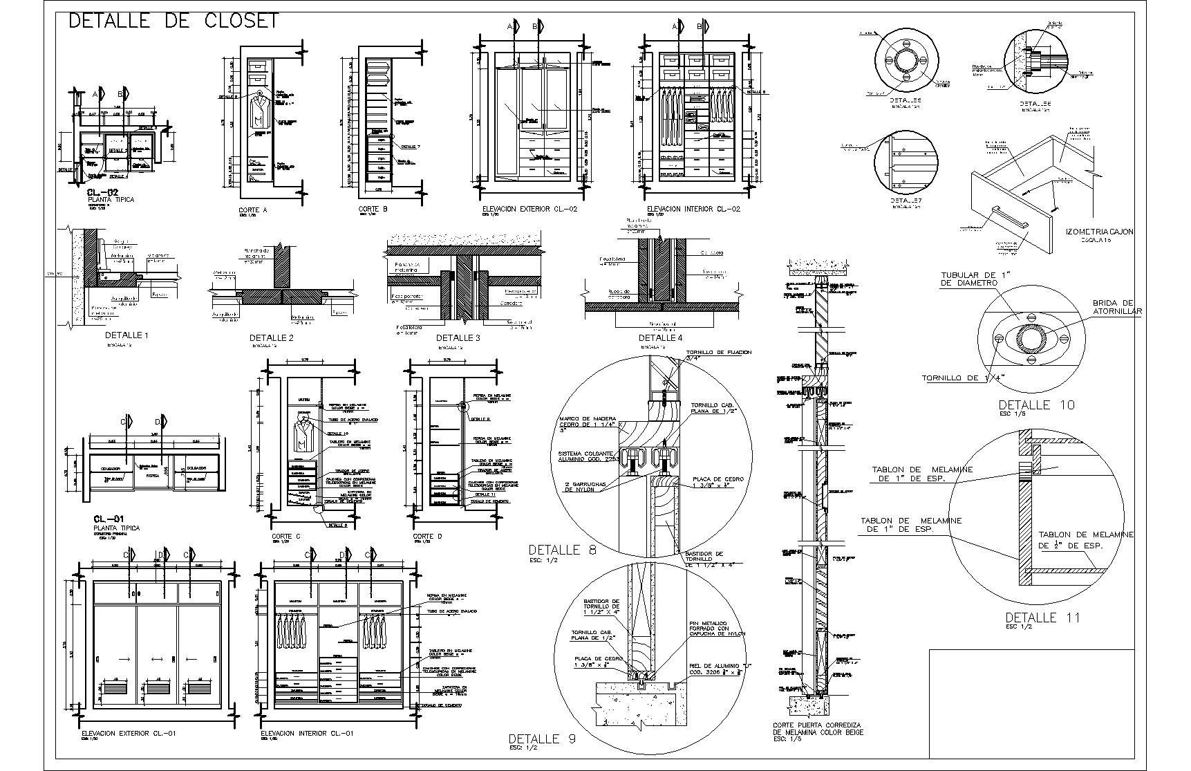 CLOSET DESIGN - AUTOCAD File With Closets Blocks (.dwg)- Floors ...