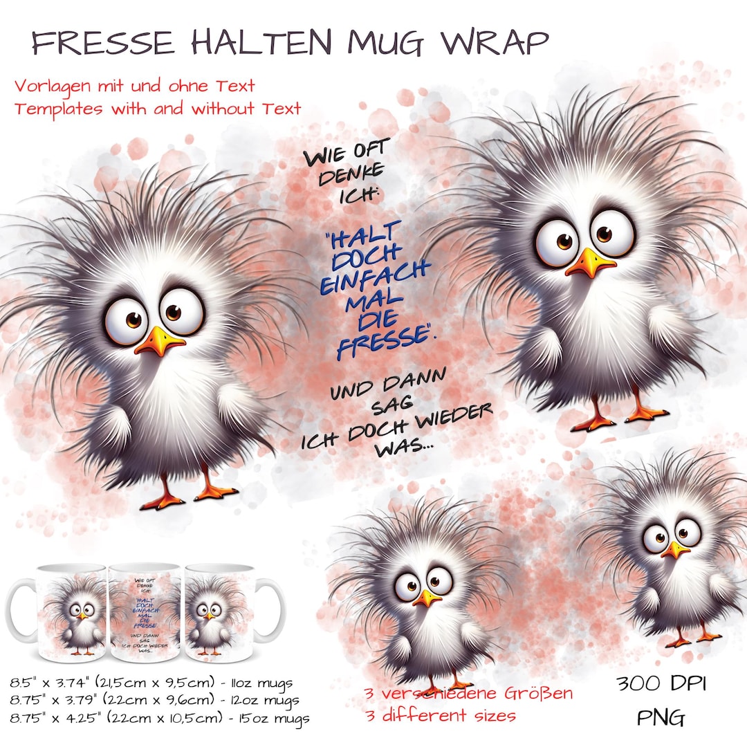 Just Shut Up... Funny Seagull, Funny Bird Sublimation File Mug Template ...