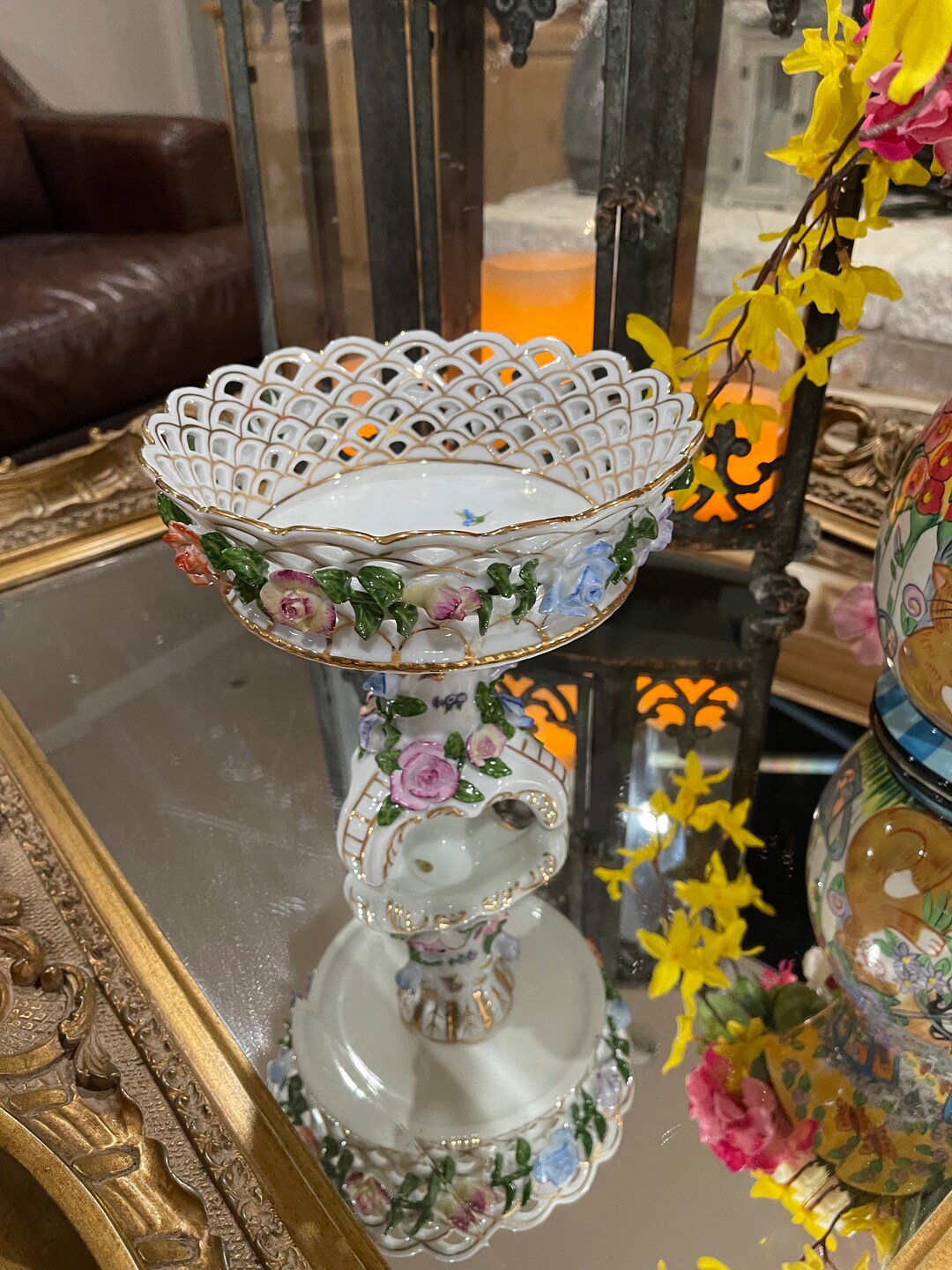Porcelain Compote Vintage Porcelain Dish Dresden Style Capodimonte - Etsy