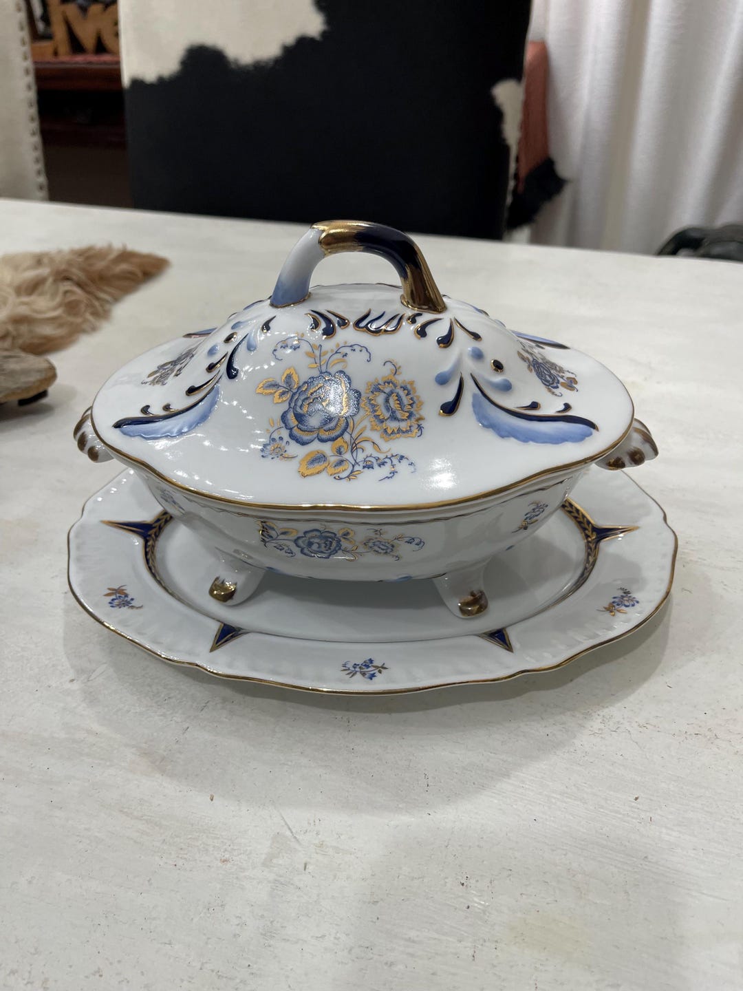 Vintage Small Soup Tureen Porcelain Hand Painted - Etsy