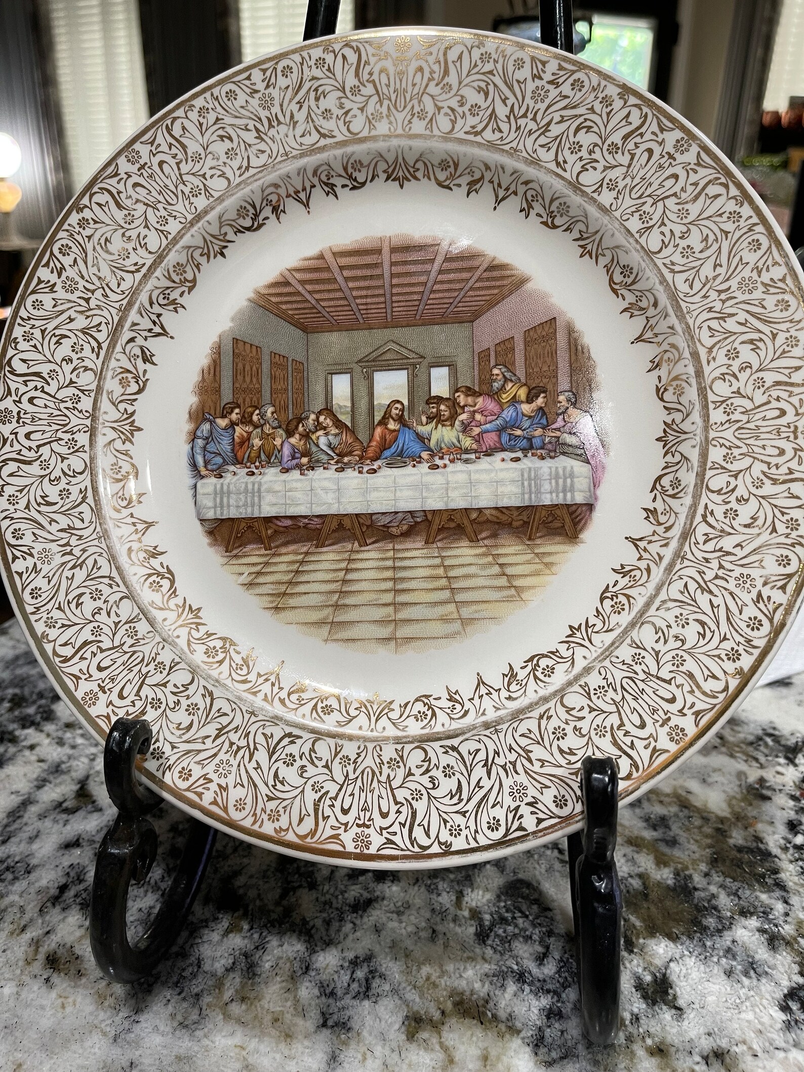 Vintage 10 Inch Plate With Gold Trim of the Last Supper - Etsy