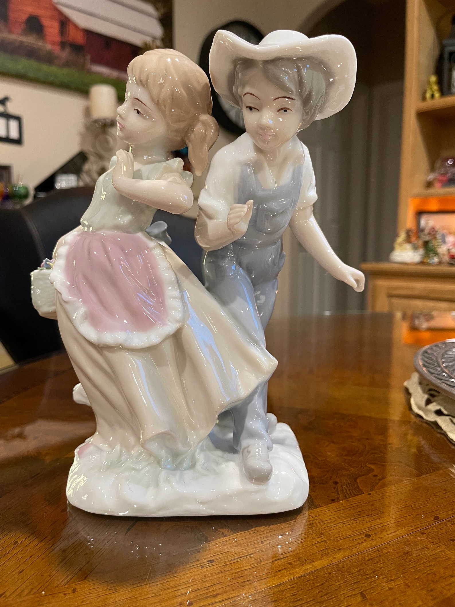 Porcelain Boy and Girl 9 Inches Tall by 7 1/2 Inches Wide - Etsy