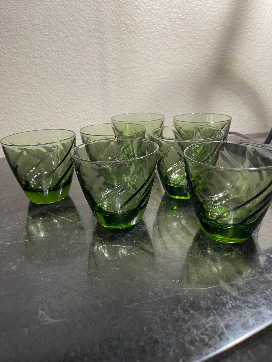Avocado Green Rocks Glasses | Set of 7 - Etsy