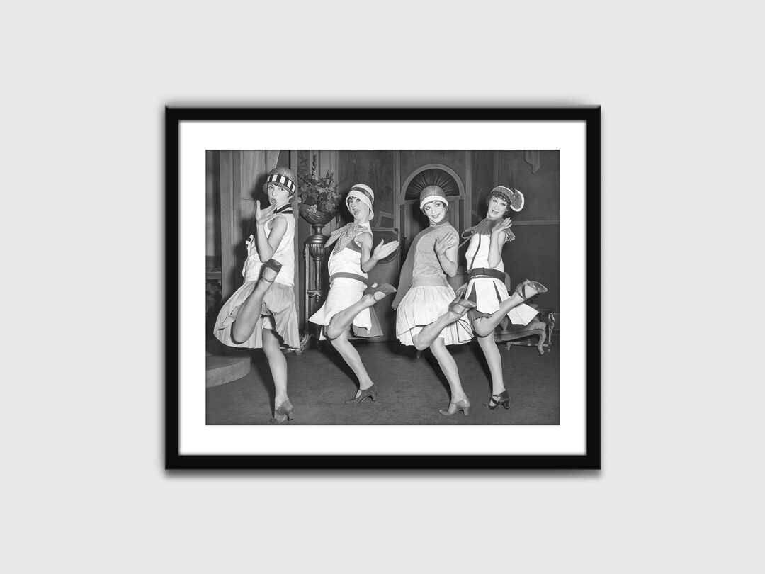 Four Flapper Girls Doing the Charleston Dance, Vintage Print, Wall Art ...
