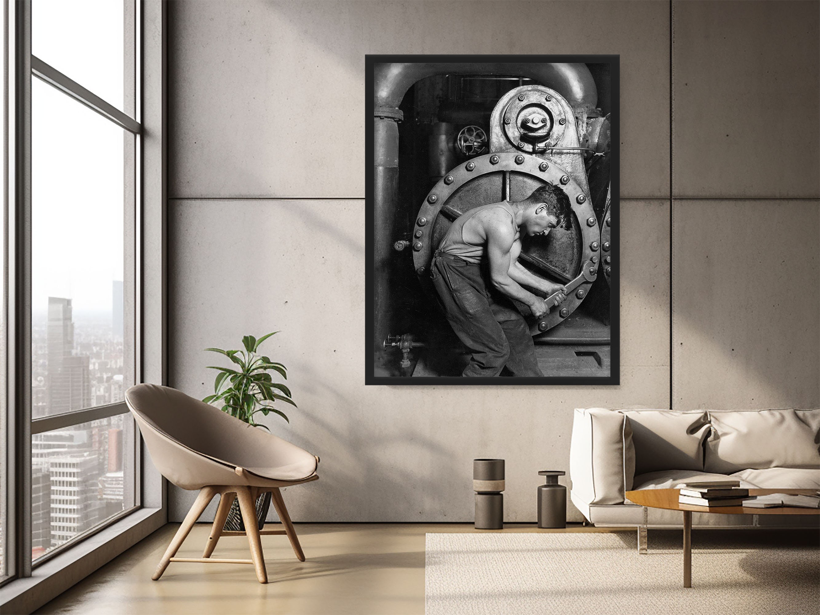 Mechanic Working on Steam Pump, Vintage Print, Wall Art Print, Wall ...