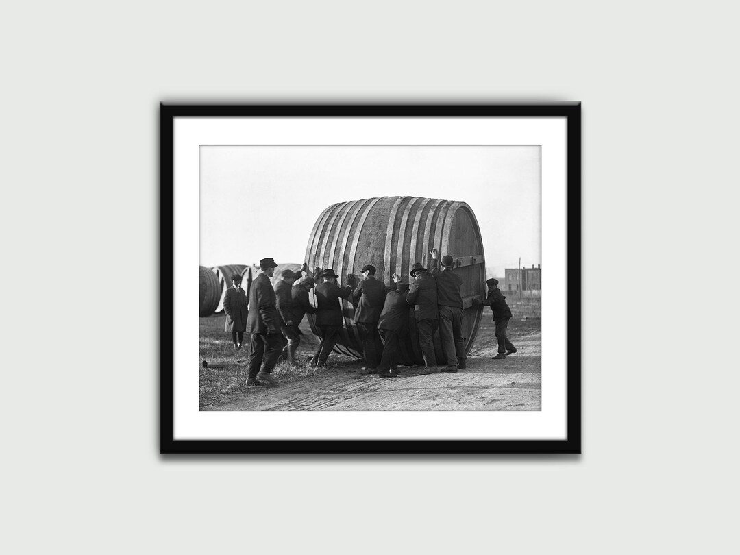 Men Rolling Giant Keg of Beer Prohibition Photo, Vintage Print, Wall ...