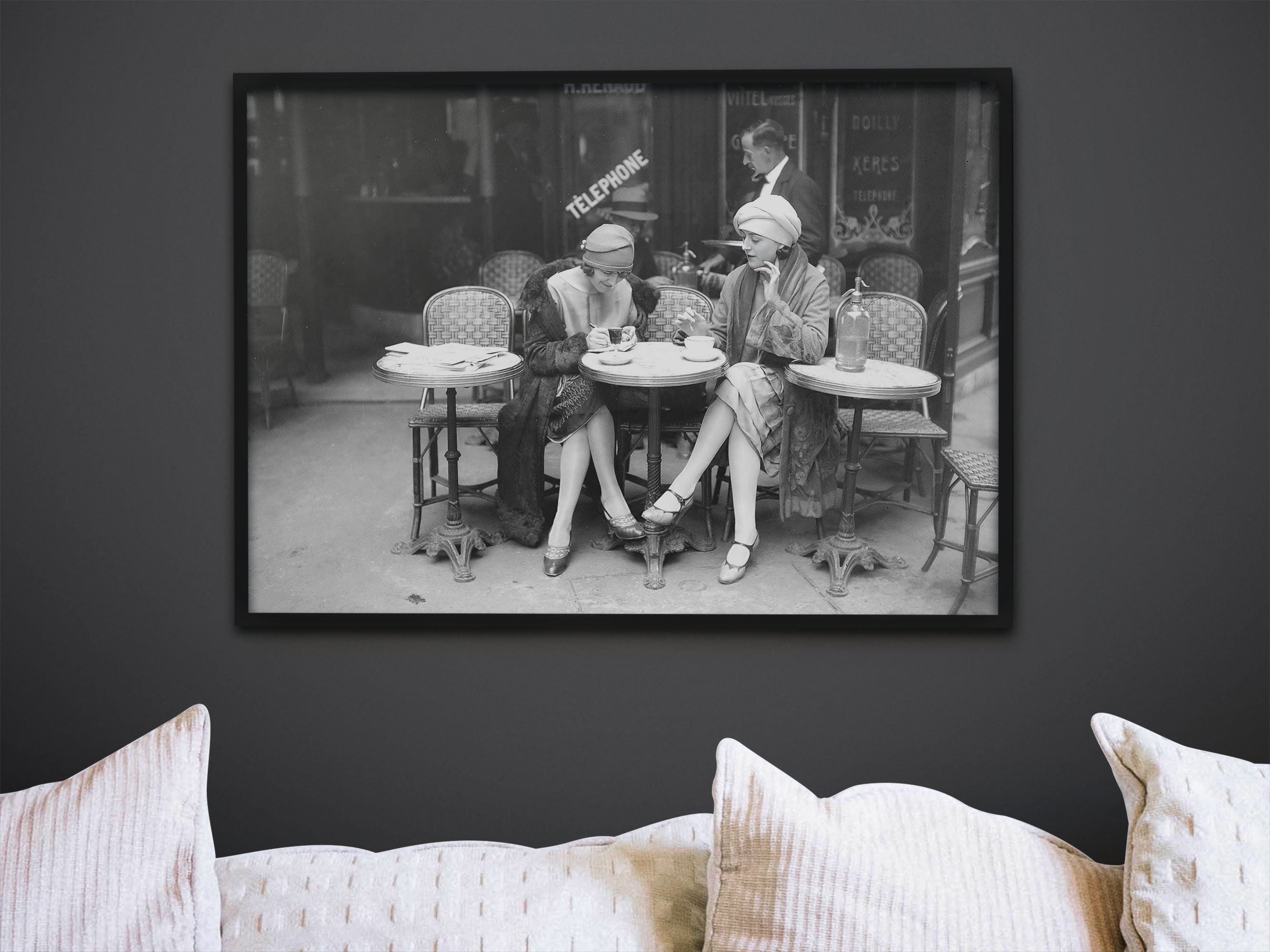 Girls at Paris Cafe 1920s, Vintage Print, Wall Art Print, Wall Decor ...