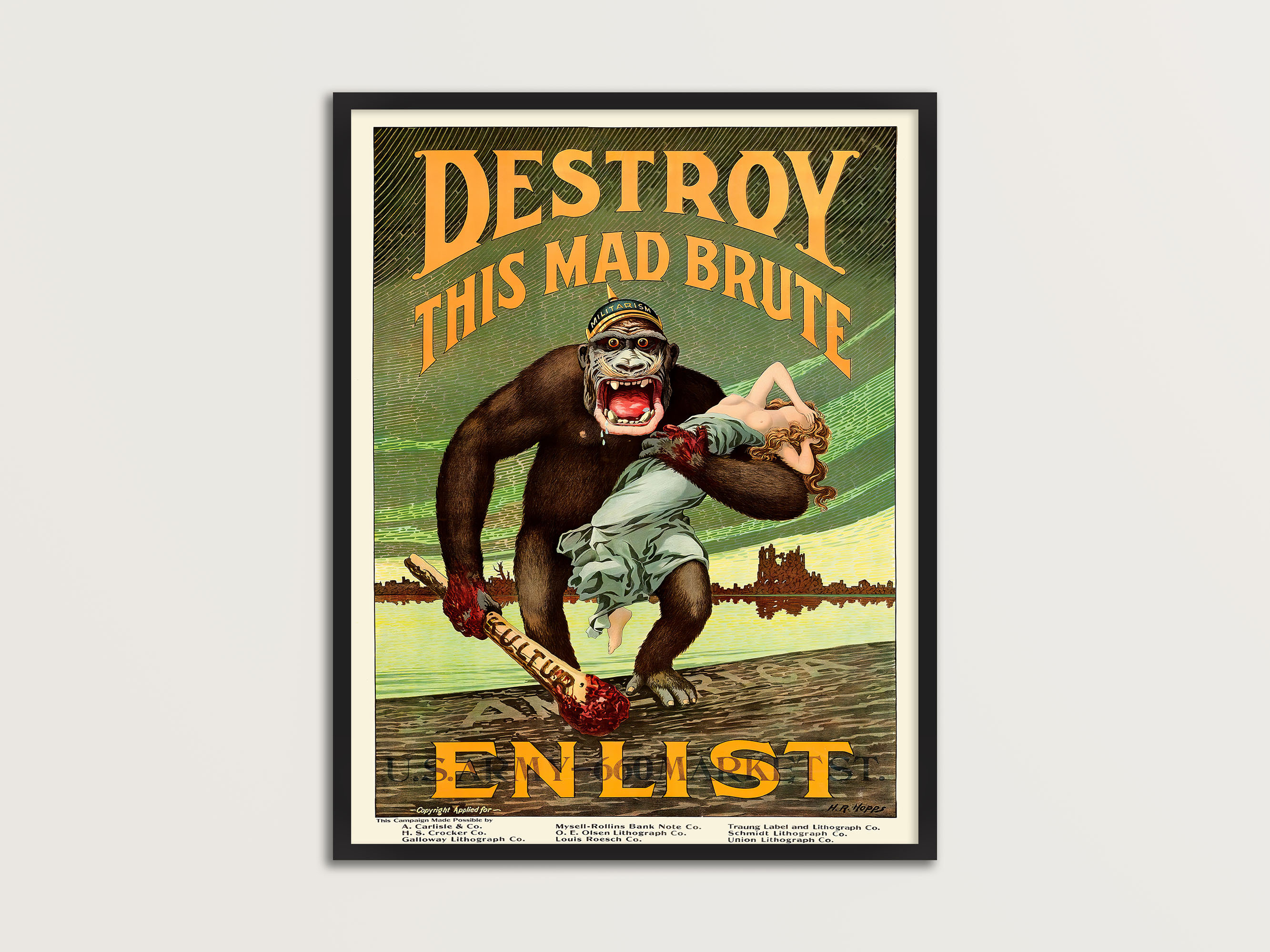 World War I Destroy This Mad Brute, Vintage Propaganda Poster, Wall Art ...