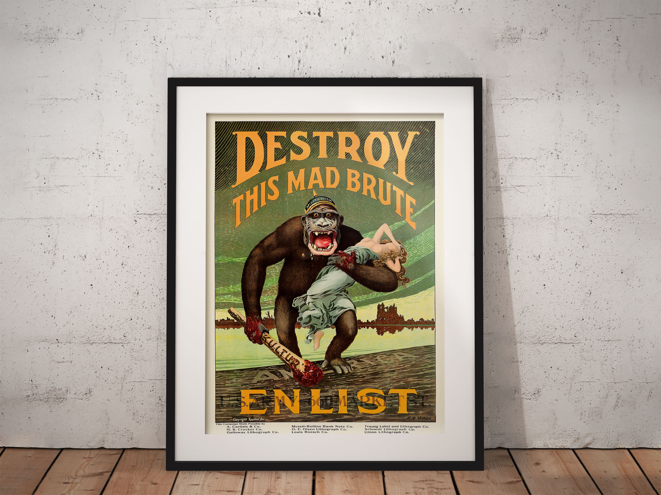 World War I Destroy This Mad Brute, Vintage Propaganda Poster, Wall Art ...