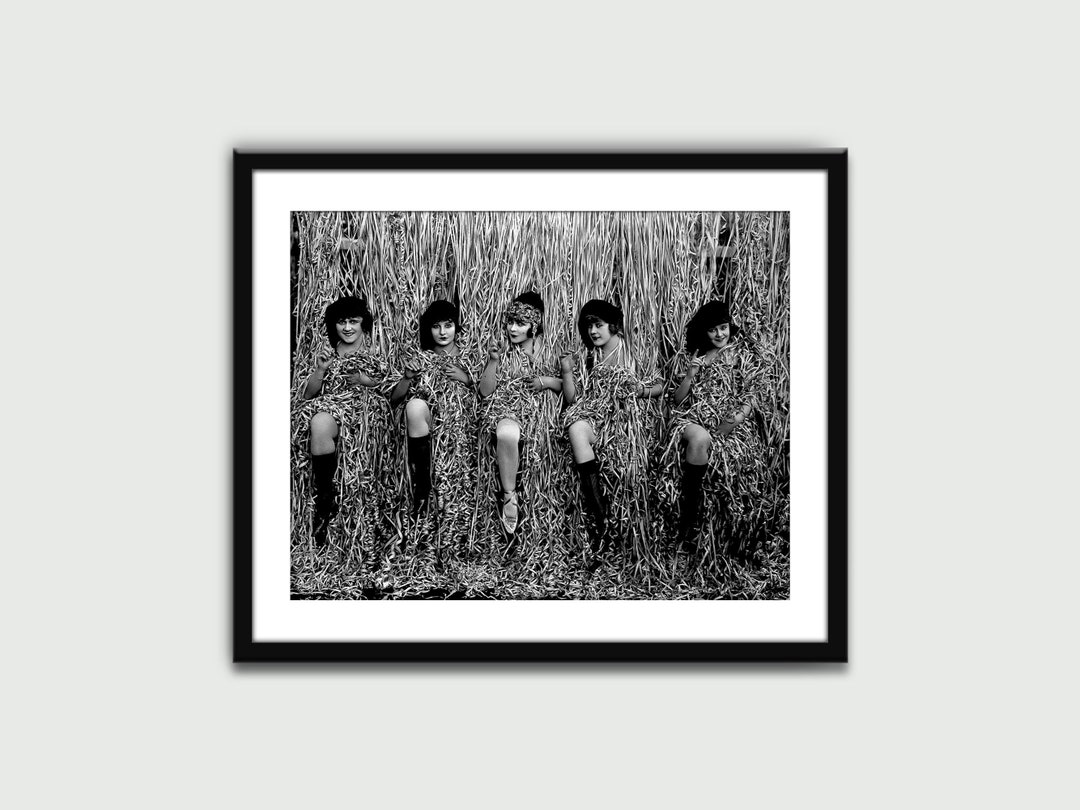 Girls Peeking Through Streamers, Vintage Print, Wall Art Print, Wall ...