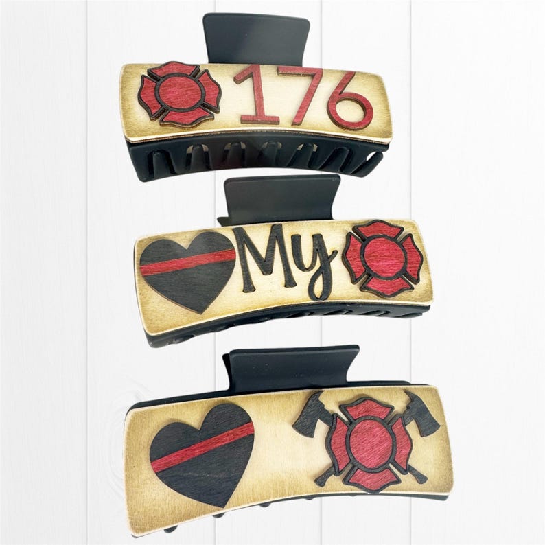 Firefighter Hair Clip & Earring SVG Set: Laser Cut Design (digital ...