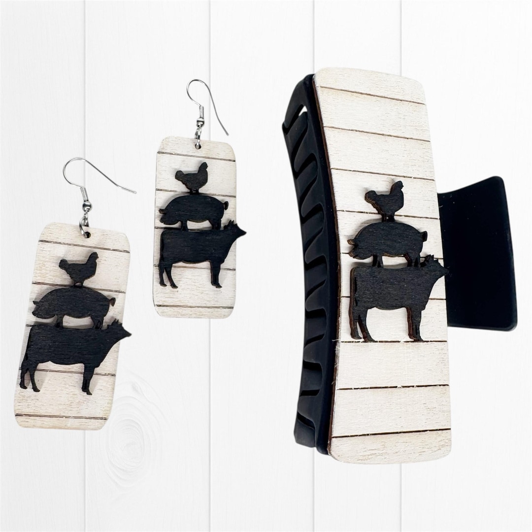 Farm Animals Set Design, Farm Animals Hairclip File, Farm Set SVG ...
