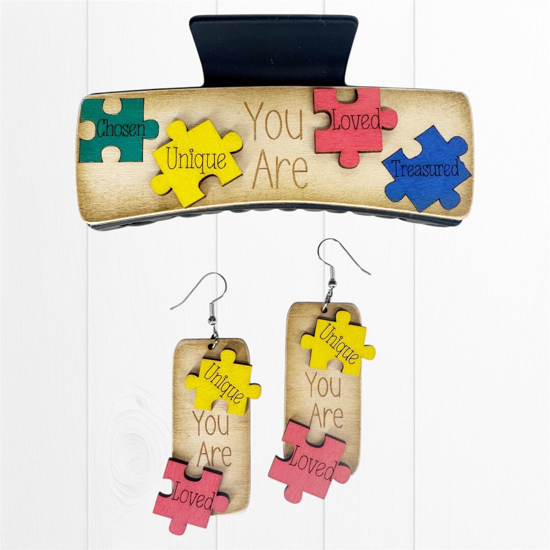 Autism Awareness Hair Clip SVG: Laser Cut File, Earring Design - Etsy