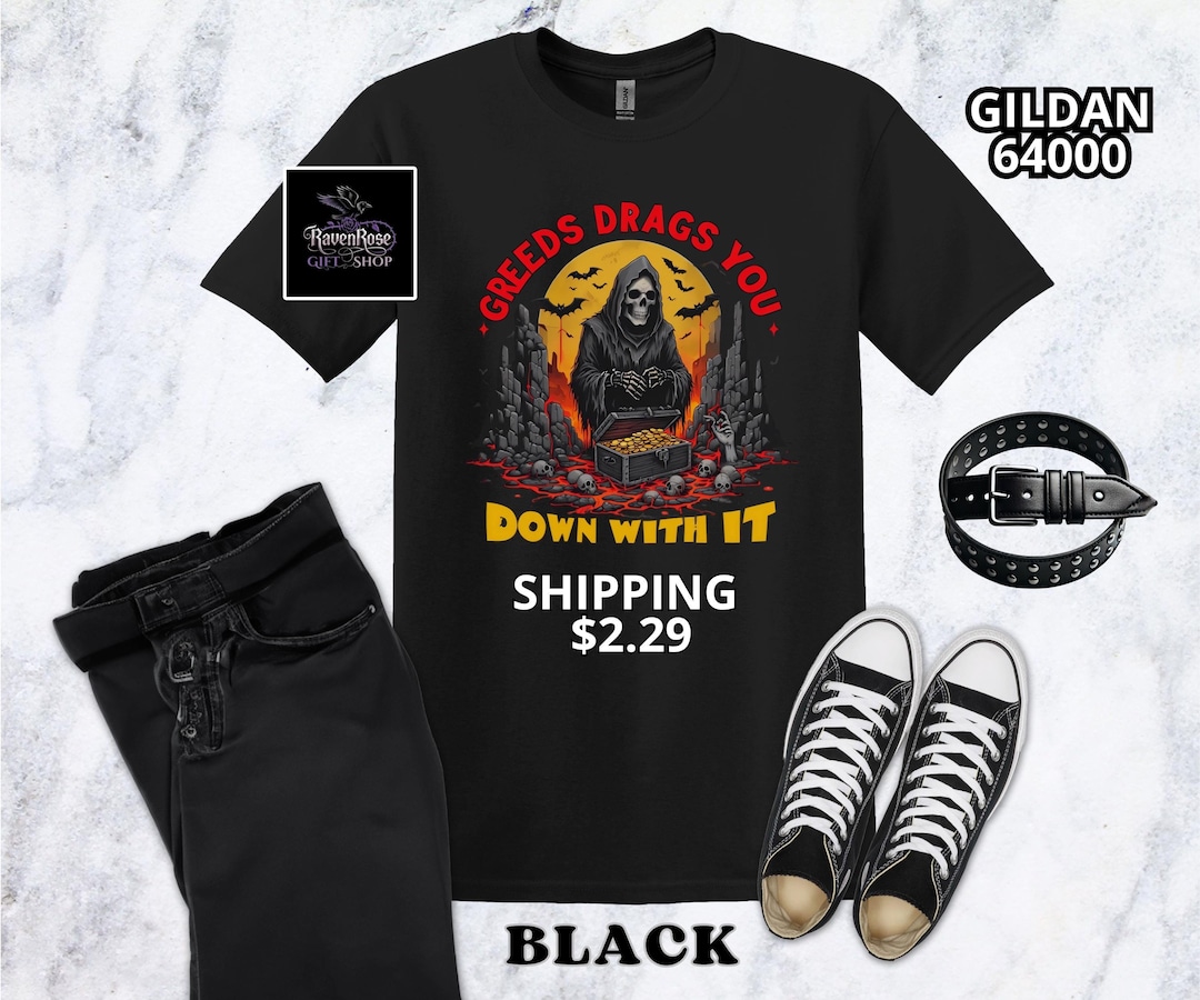 Gothic Grim Reaper Shirt, Skull and Treasure Design Shirt, Vintage ...